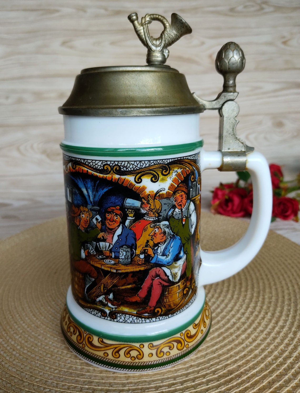 Ceramic beer mug Germany. Musical beer mug. Beer mug souvenir. | Etsy