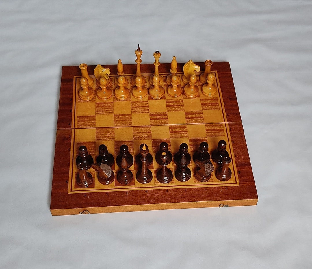 Large Wooden Chess Vintage Chess Set Large Chess Pieces Board Game ...
