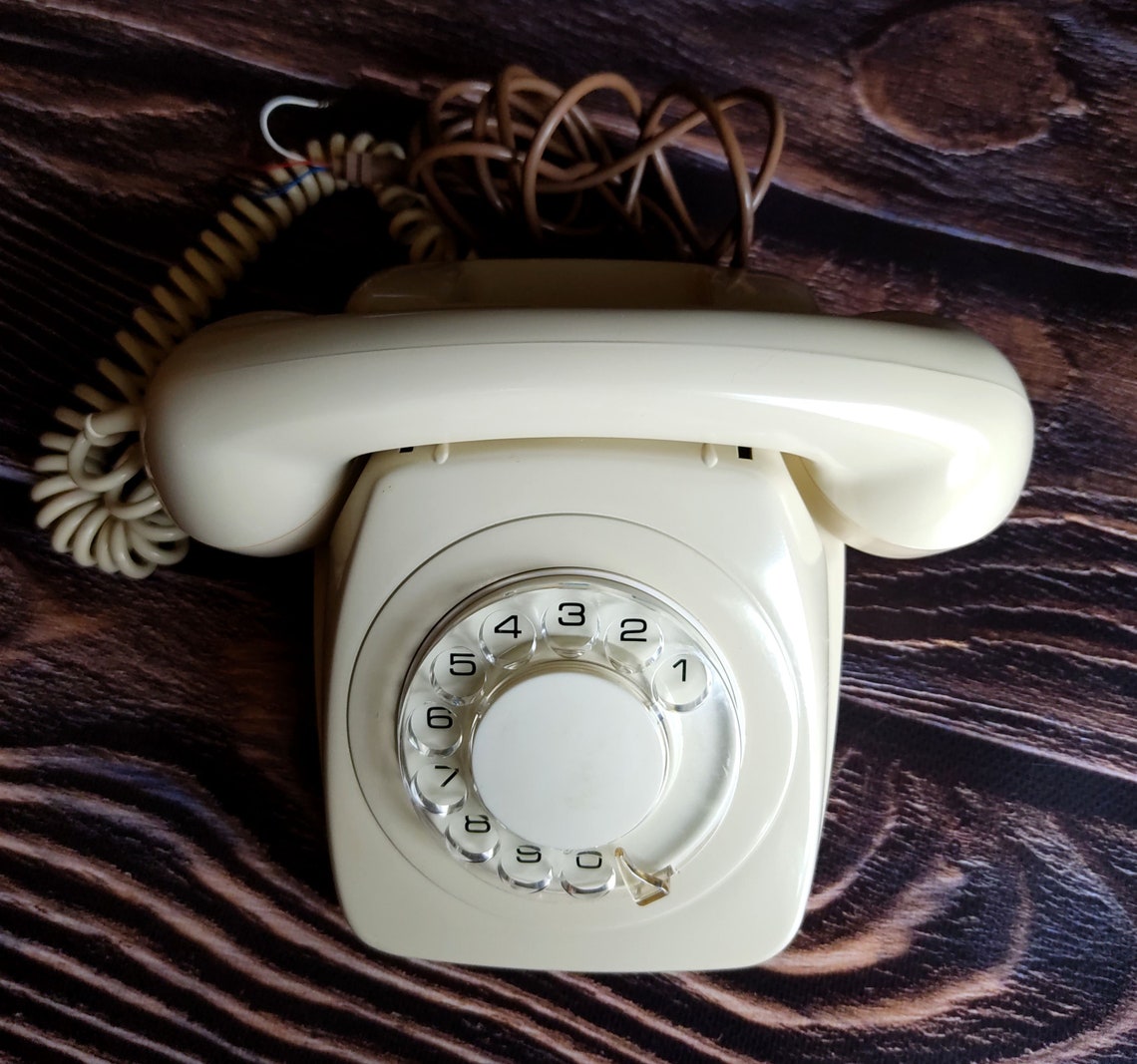 Vintage rotary telephone. Old beige telephone. Soviet landline | Etsy