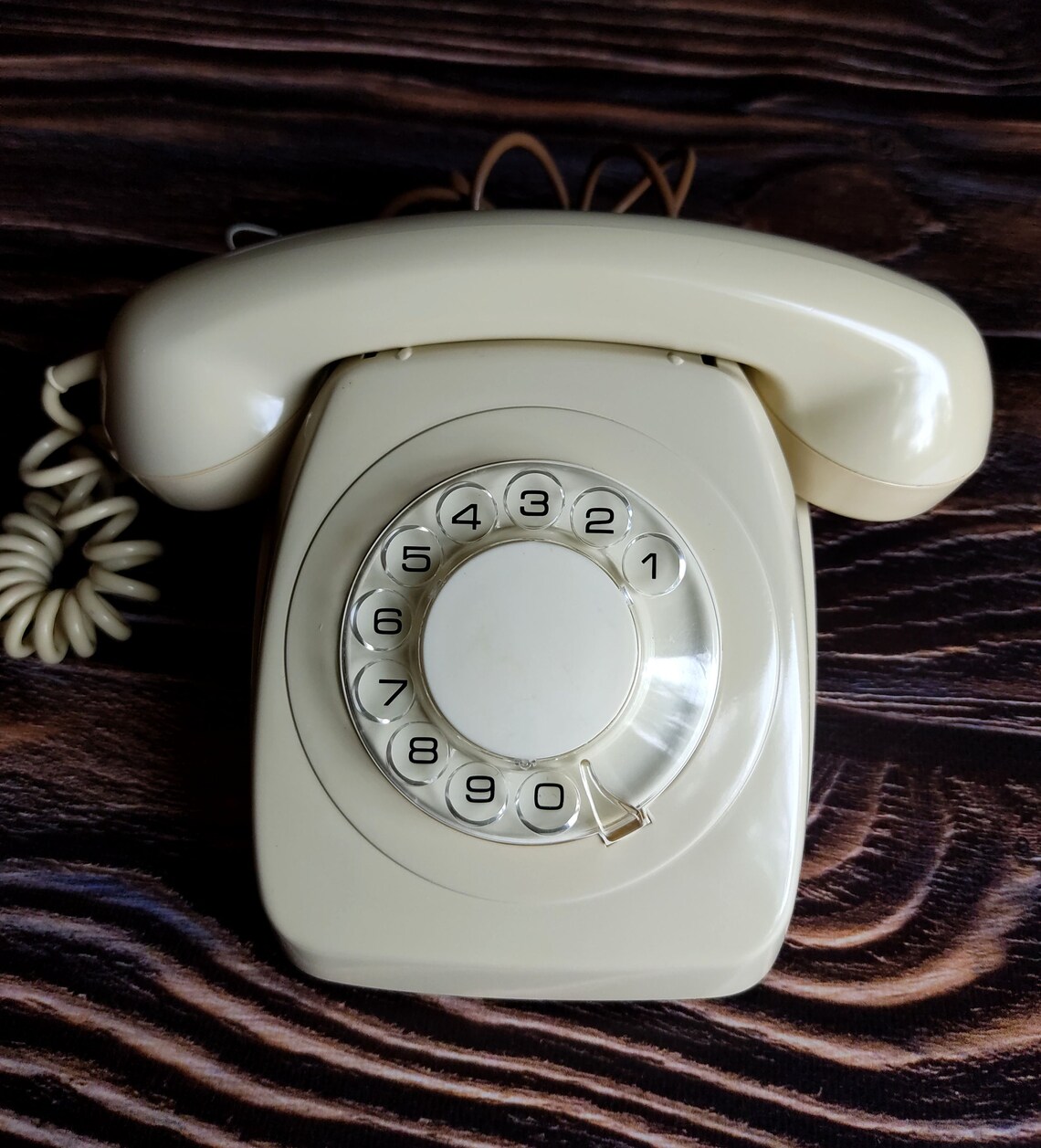 Vintage rotary telephone. Old beige telephone. Soviet landline | Etsy