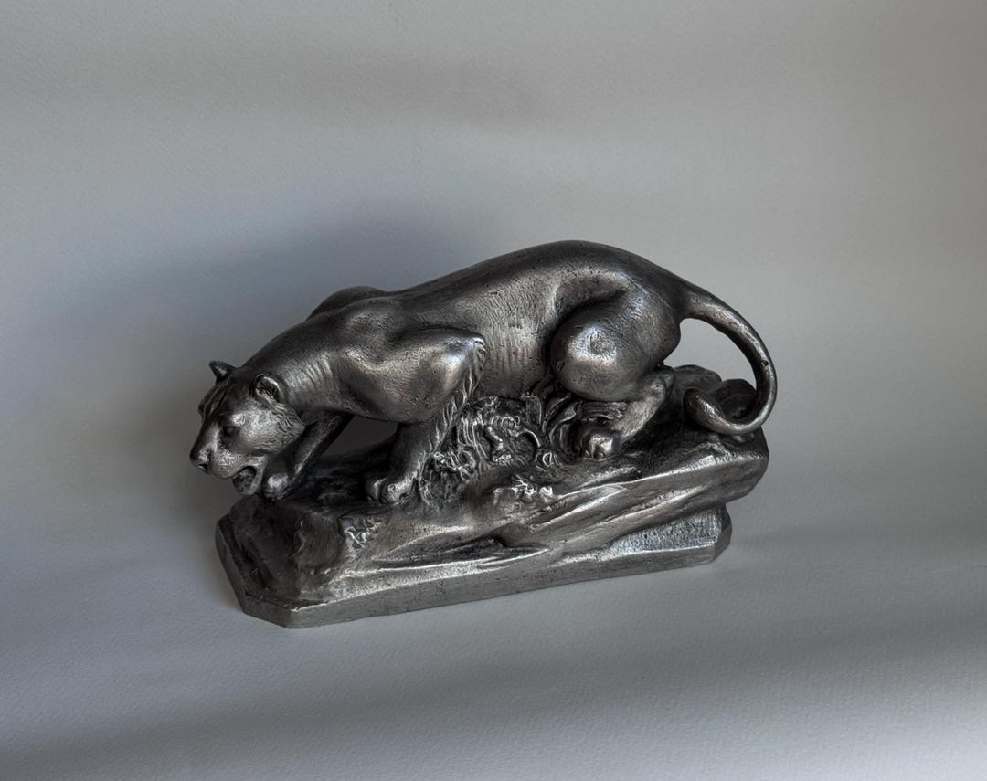 Vintage Soviet Panther Figurine by Zavalov. Silumin Big Cat Sculpture ...