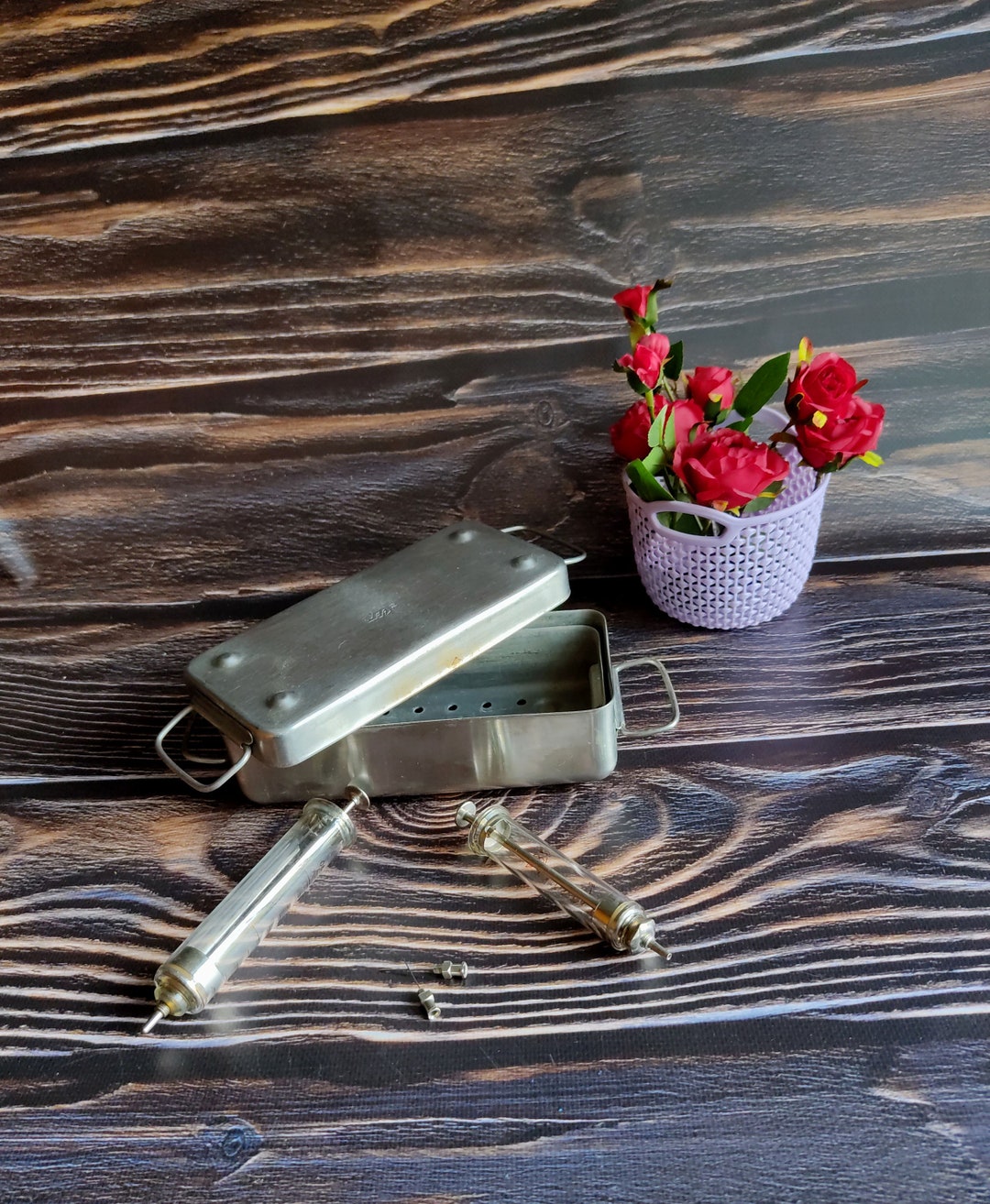 Vintage Medical Box Box for Syringe Disinfection Container for Frying ...