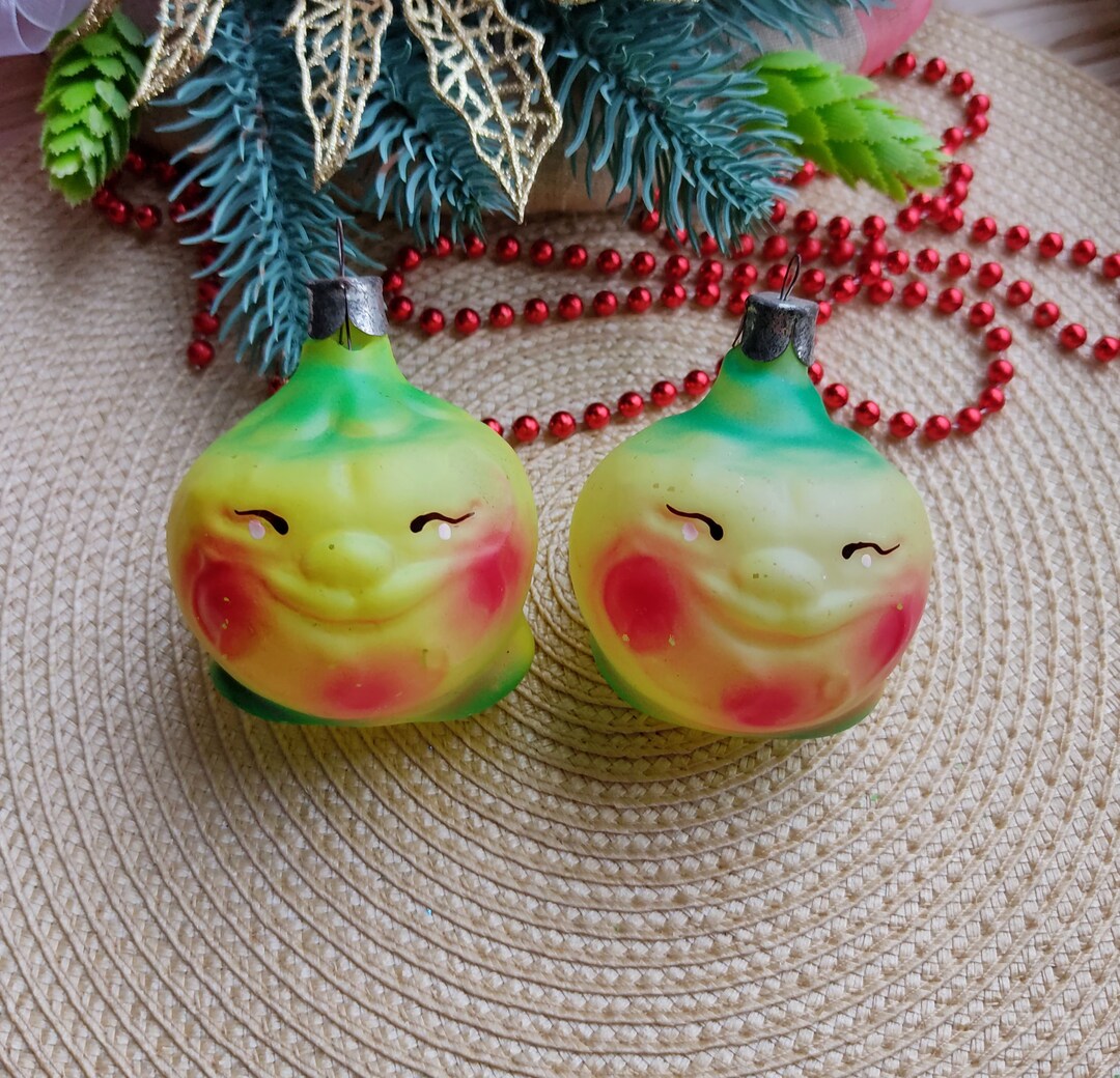 Set of Christmas Ornaments Lemon Vintage Christmas Decorations Soviet ...