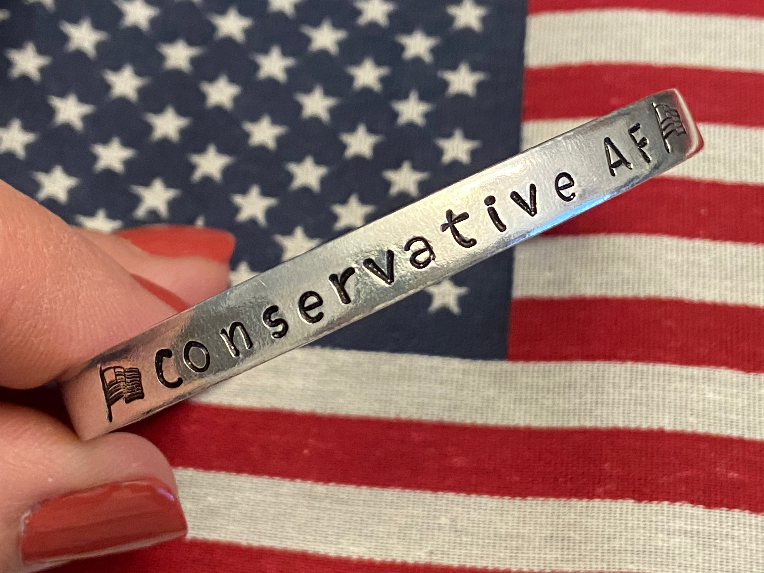 Conservative AF Stamped bracelet Trump 2024 MAGA Make | Etsy