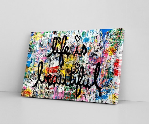 LIFE is Beautiful Banksy ART Graffiti Canvas Wall Art Large - Etsy