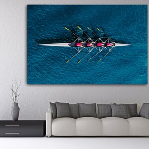Rowing Canvas Print, Rowing Poster, Water Sport Wall Art, Team Work ...