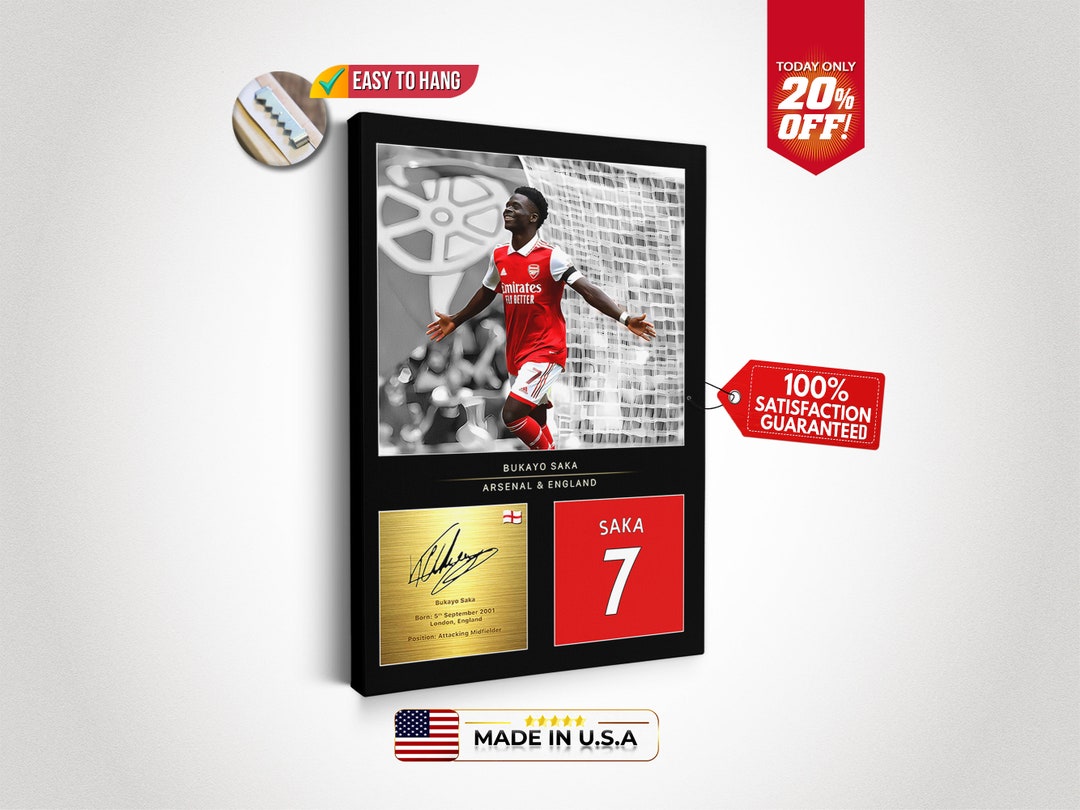 Bukayo Saka Framed Canvas Art, Soccer Star Wall Decor - Etsy
