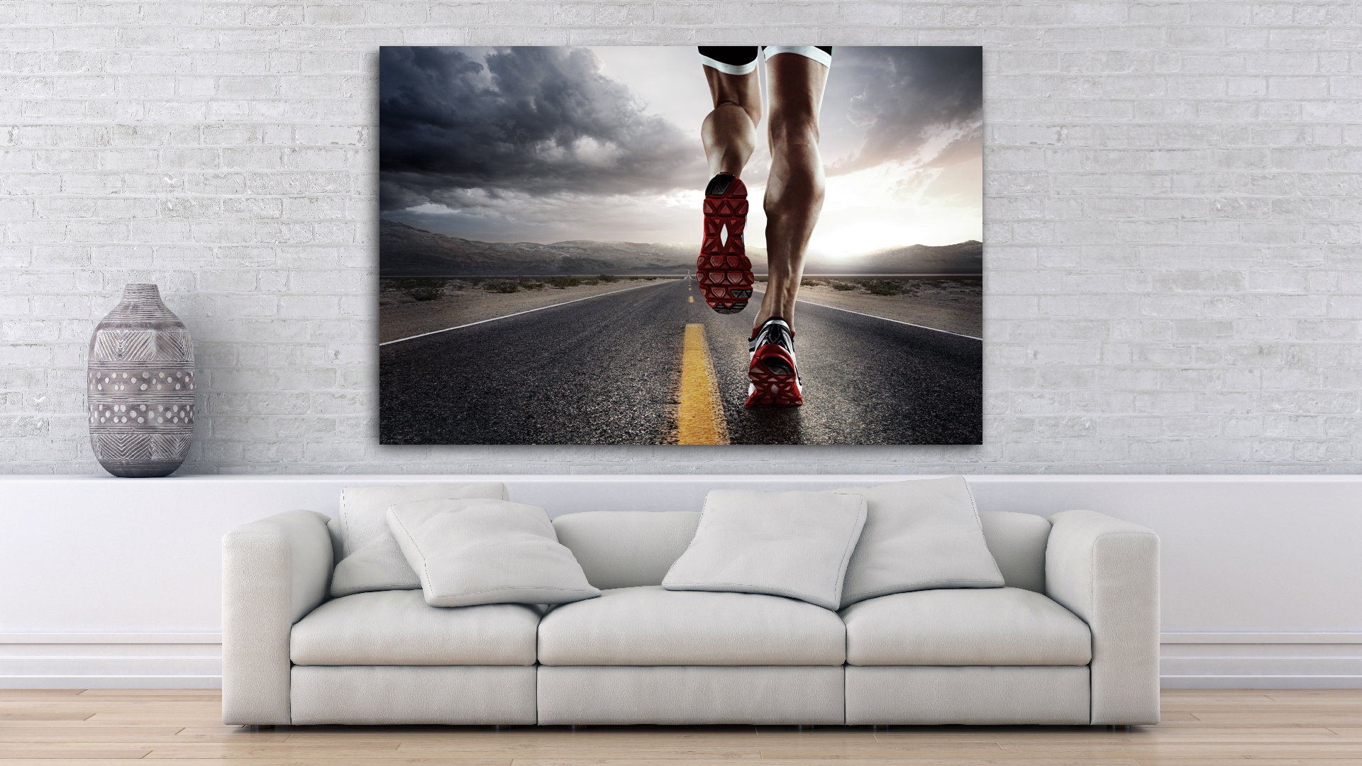 Runner Canvas Print | Dramatic Sky, Active Life Sport Art - Etsy