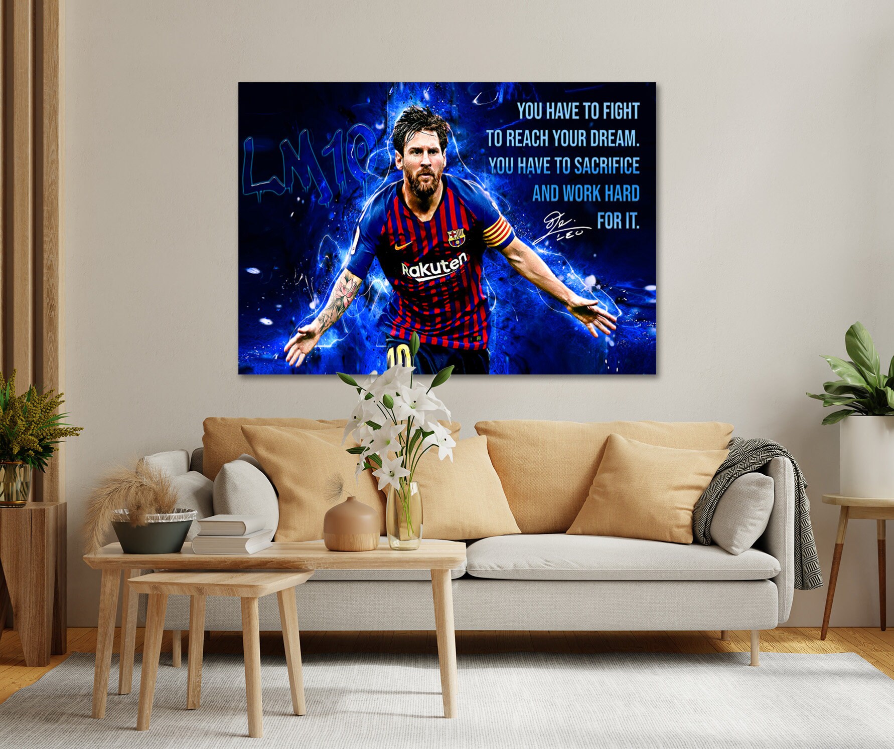 Lionel Messi Canvas Art, Motivational Quote, Sports Home Decor - Etsy