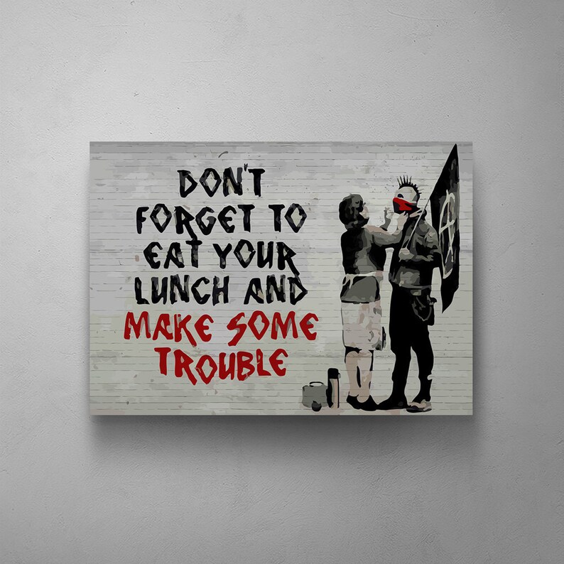 BANKSY don't Forget to Eat Your Lunch Canvas | Etsy