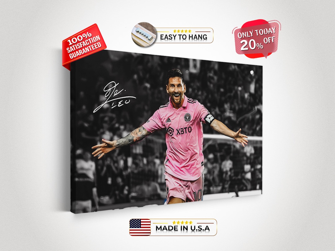 Motivational Wall Art, Lionel Messi Football Legends Art, Signature ...
