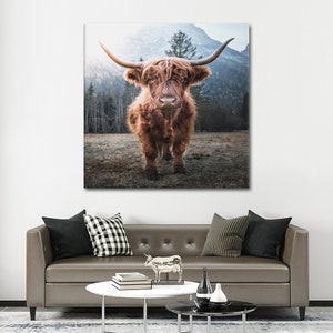 Scottish Brown Cow, Rustic Wall Decor, Cow Print, Western Home Decor ...