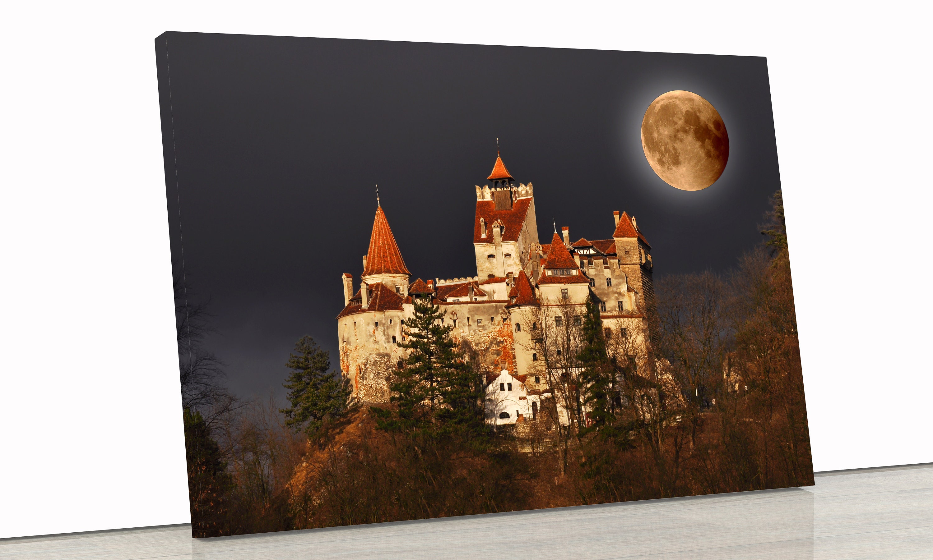 Dracula's Castle on Full Moon Printable Wall Art | Etsy