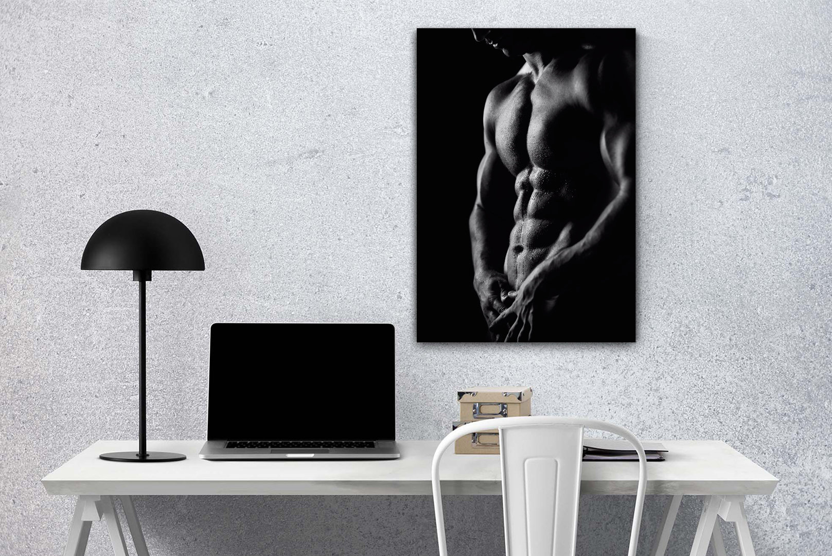 Strong Athletic Man on Dark Background | Motivational Canvas Wall Art ...