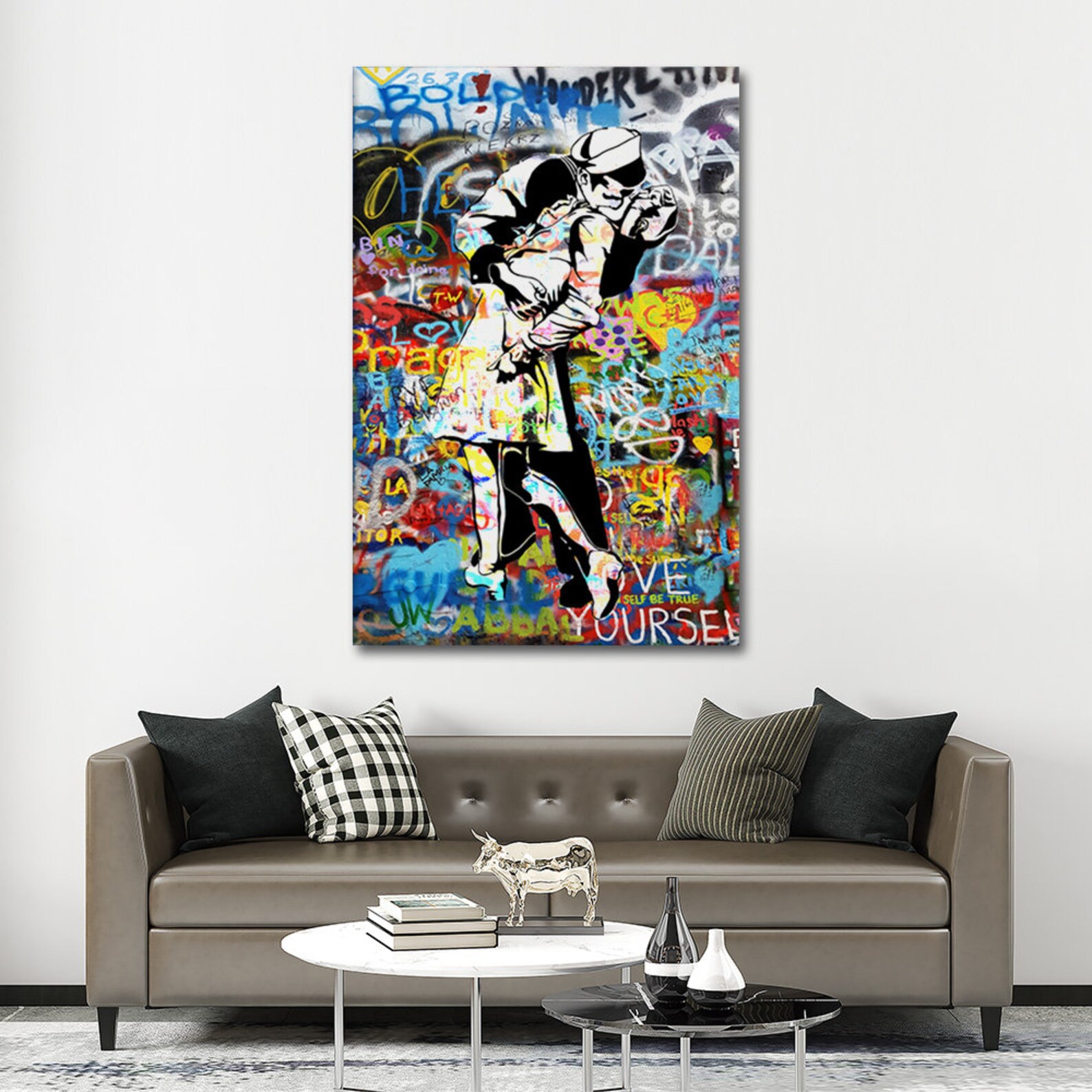 Graffiti Banksy World War End Kiss Graffiti Wall Art Banksy | Etsy