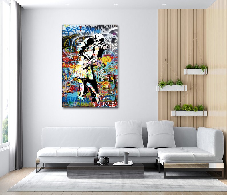 Graffiti Banksy World War End Kiss Graffiti Wall Art Banksy - Etsy
