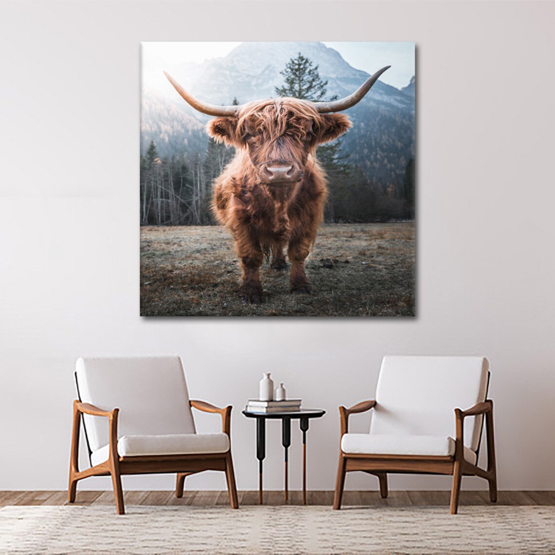 Scottish Brown Cow, Rustic Wall Decor, Cow Print, Western Home Decor ...