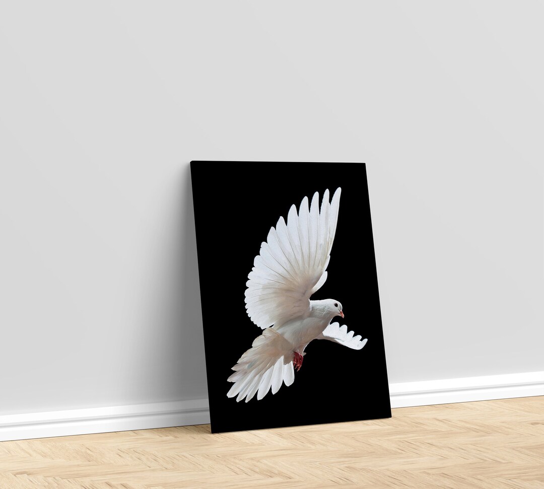 Flying White Dove Canvas Wall Art, Dove Poster, Dove Art, Bedroom Decor ...