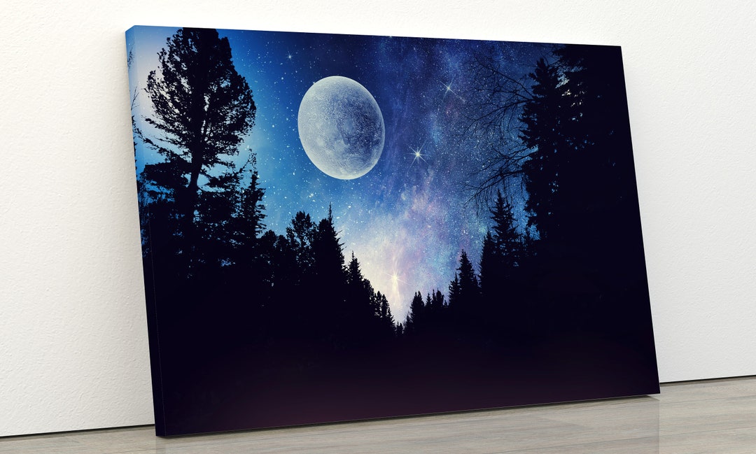 Starry Night Sky With Full Moon