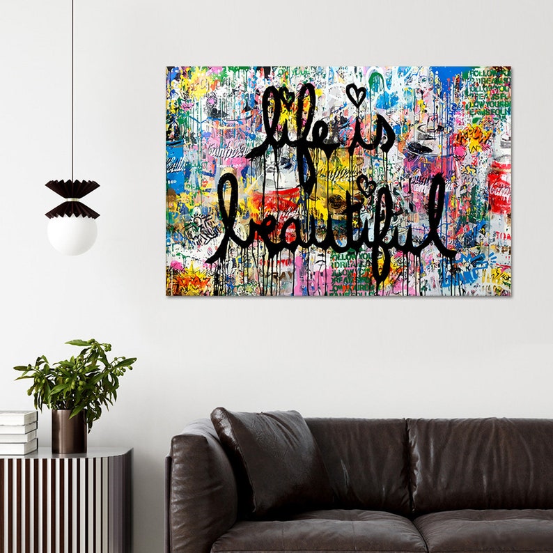 LIFE is Beautiful Banksy ART Graffiti Canvas Wall Art Large - Etsy