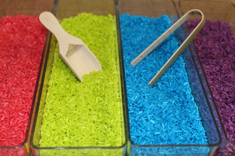 Neon Colored Rice for Sensory Bins, One Cup of Each Color, Hot Pink ...