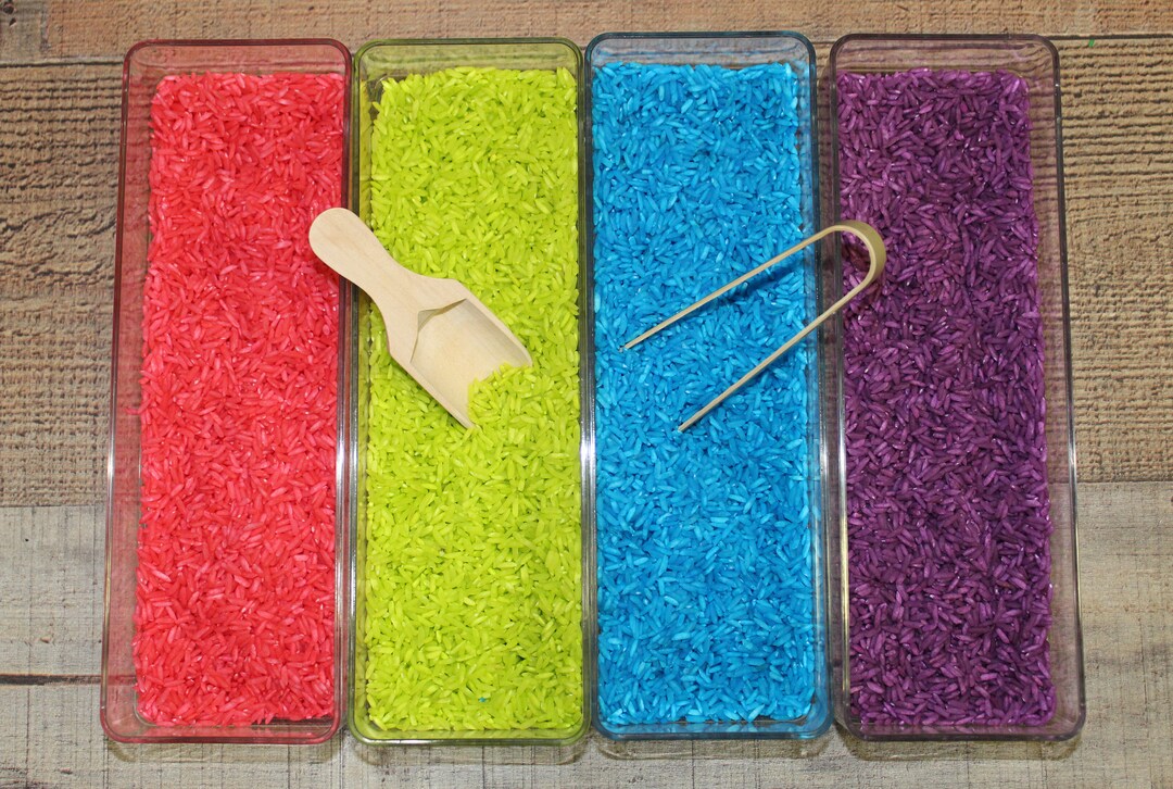 Neon Colored Rice for Sensory Bins, One Cup of Each Color, Hot Pink ...