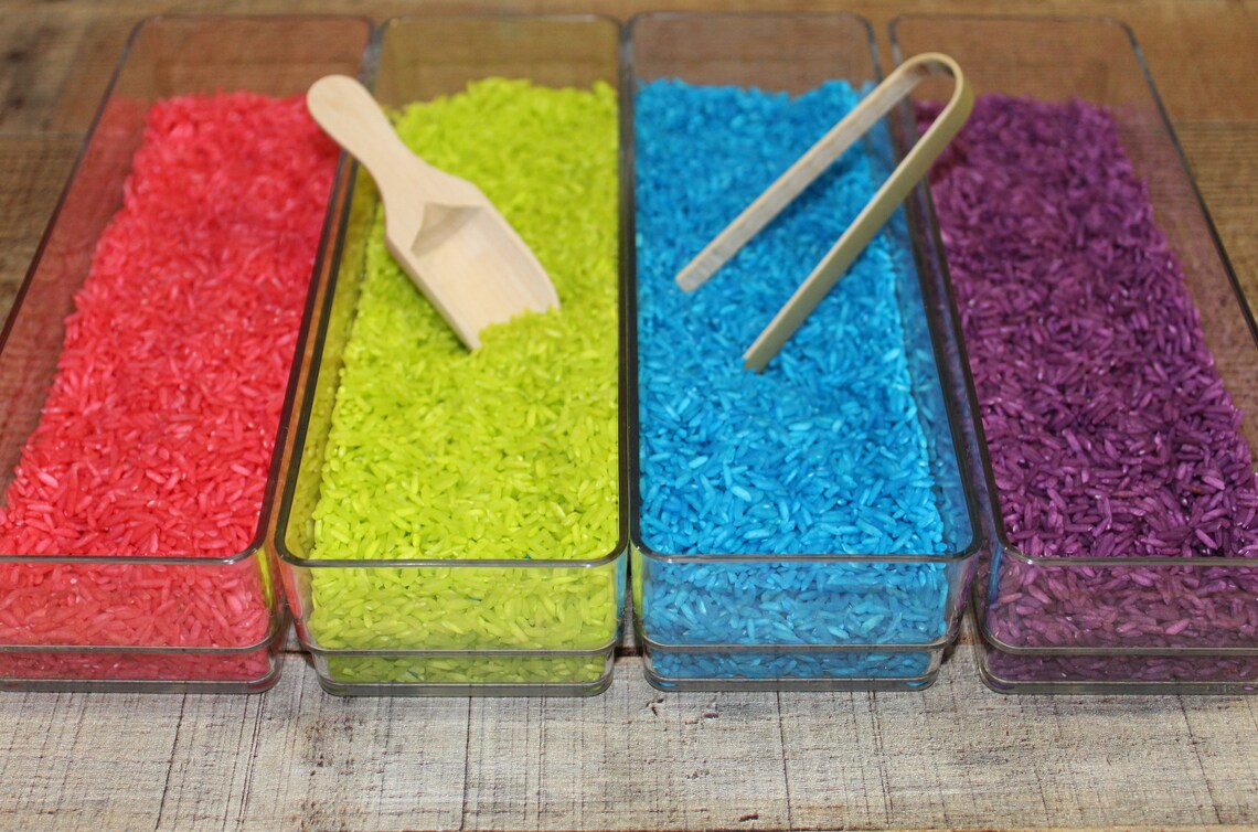 Neon Colored Rice for Sensory Bins One Cup of Each Color Hot - Etsy