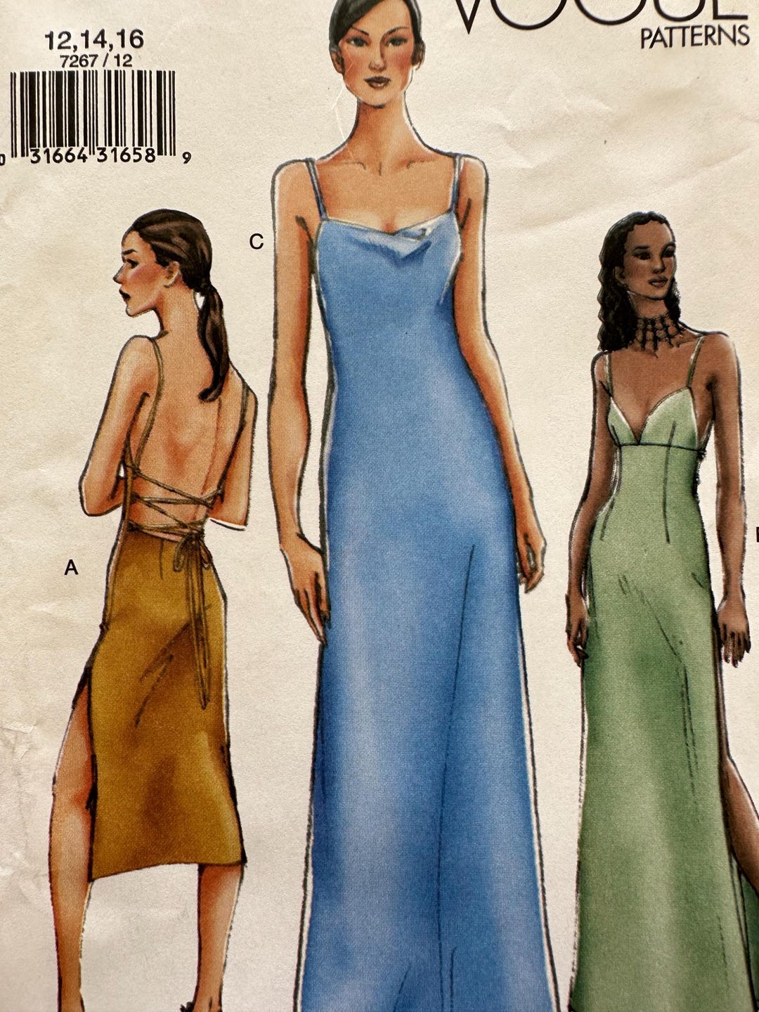 Vogue 7267 / Backless Dress / Size 12-14-16 / Sewing Pattern - Etsy