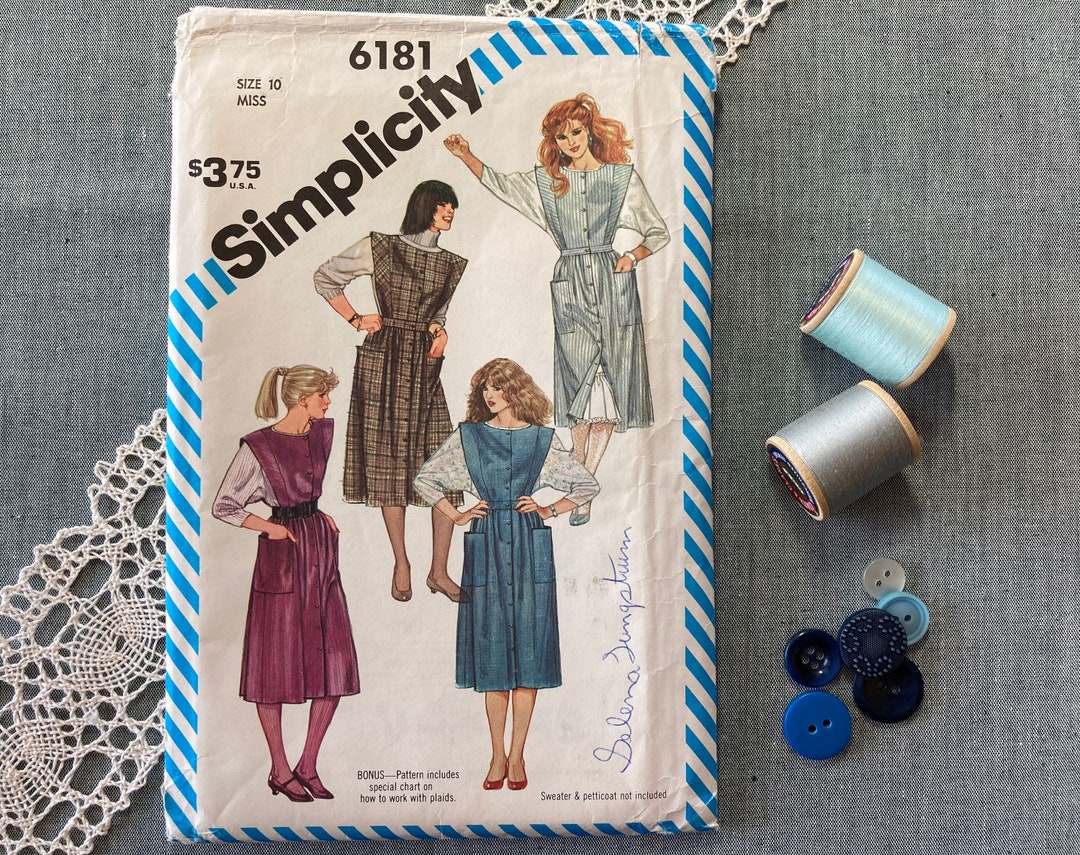 80'S Misses' Button Front Jumper and Pullover Blouse Pattern Size 10 ...