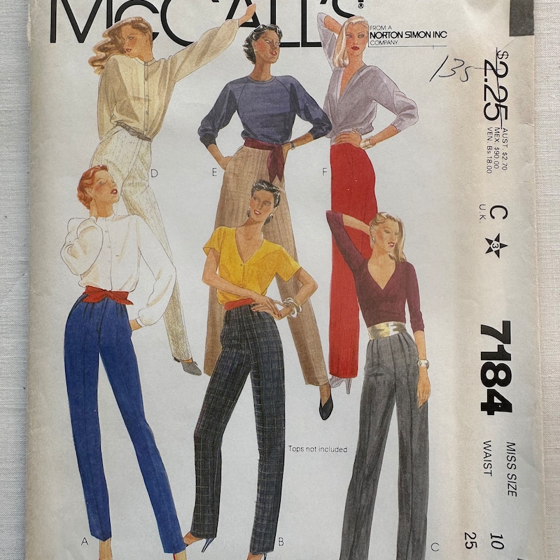 1980s Pants Pattern - Etsy