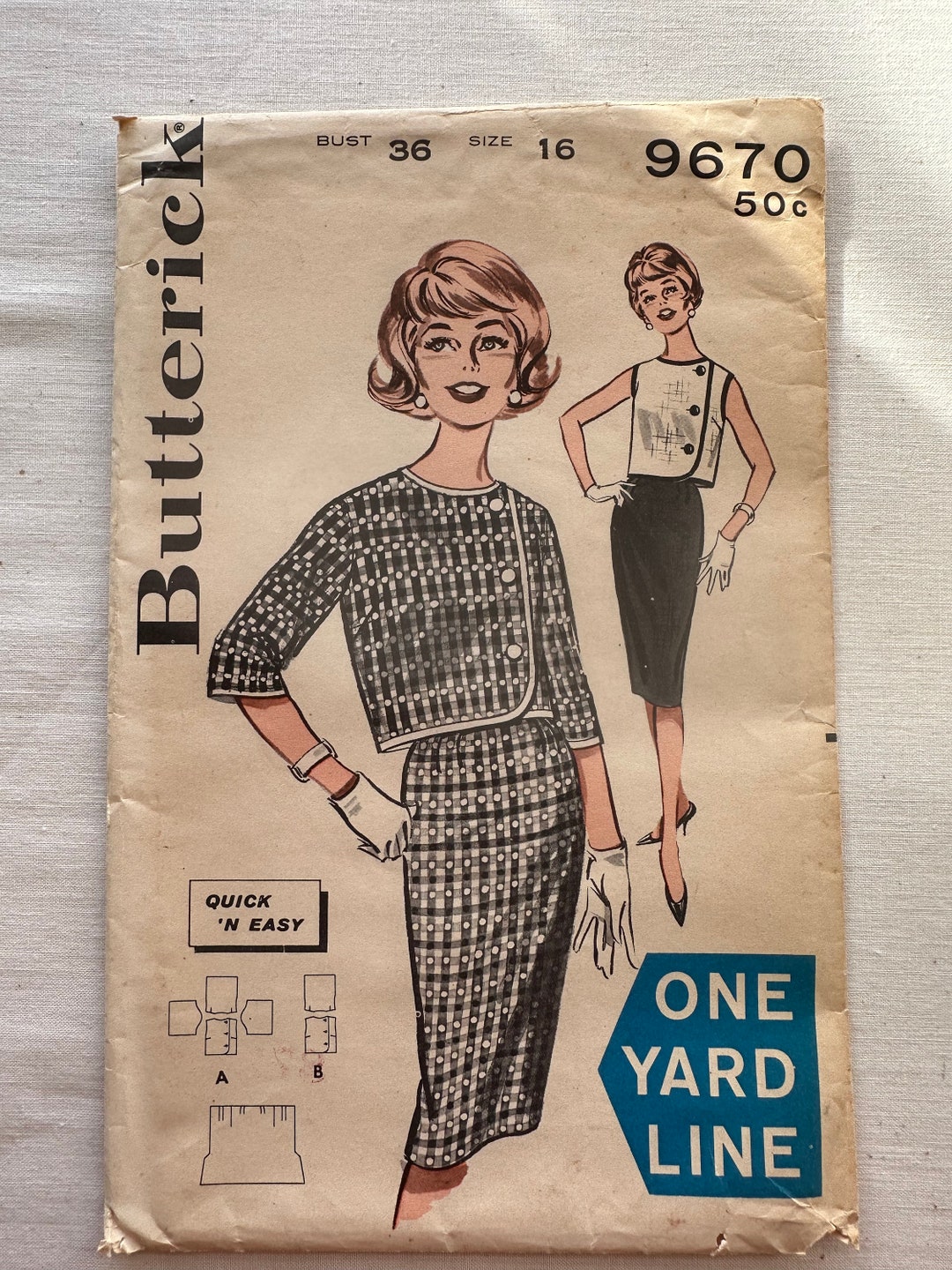 Butterick 9670 / Jacket and Skirt One Yard Pattern / Size 16 Bust 36 ...