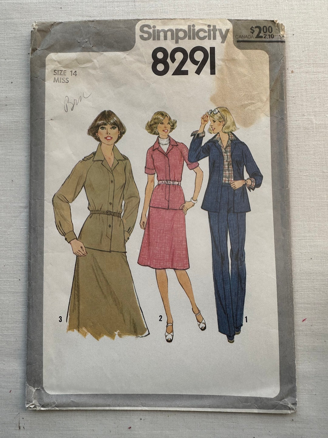 Simplicity 8291 / Shrit-jacket, Skirt and Pants / Size 14 Bust 36 / 70s ...