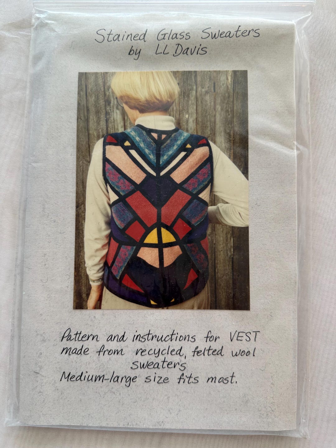 Stained Glass Sweaters by LL Davis / Felted Wool Vest Pattern / One ...