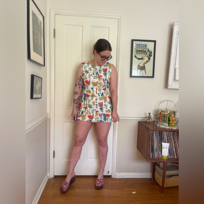 60s Vintage White Spring Flower and Bulb A Line Micro Mini Dress - Etsy