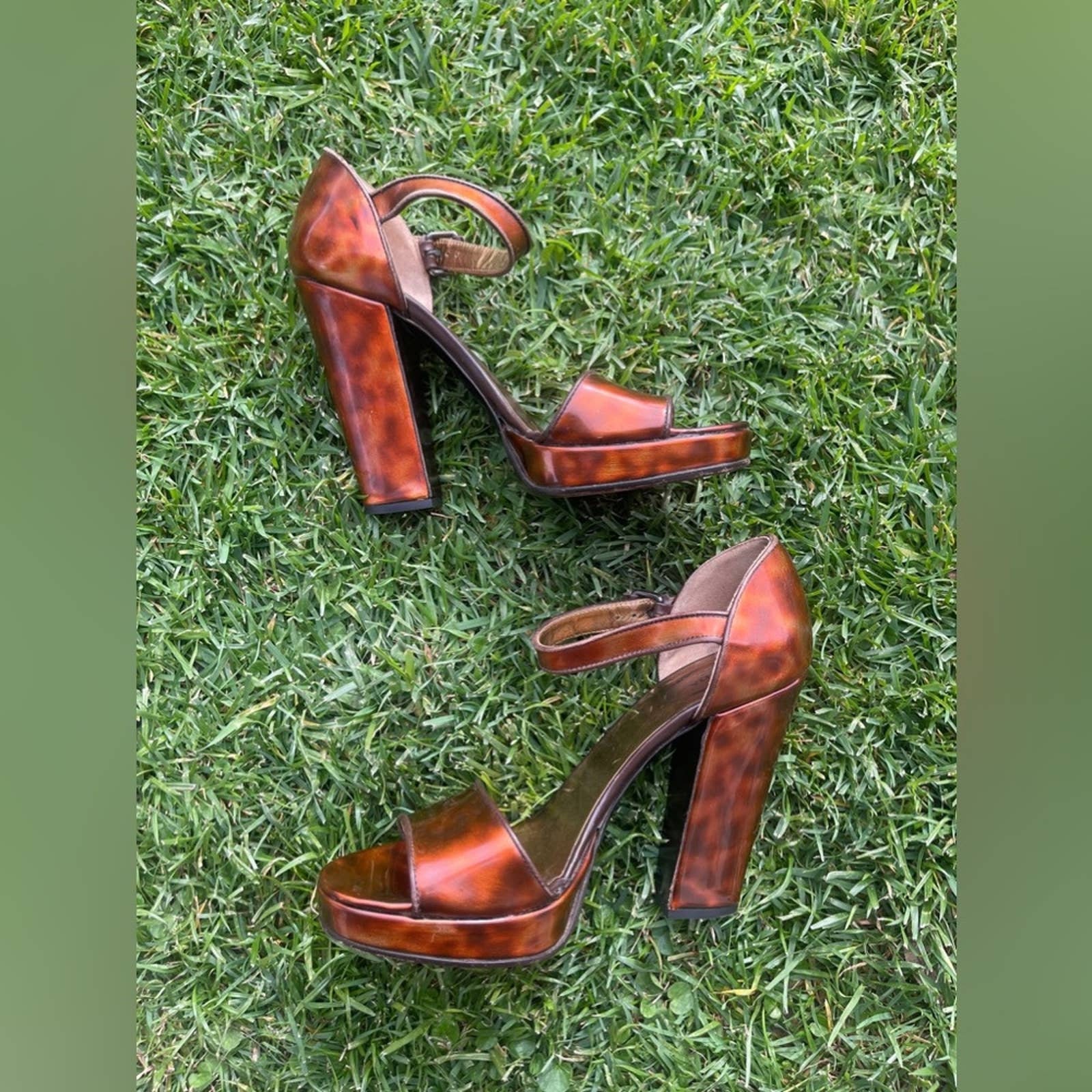 90s Vintage Prada Metallic Tortoise Shell Platform Heels - Etsy