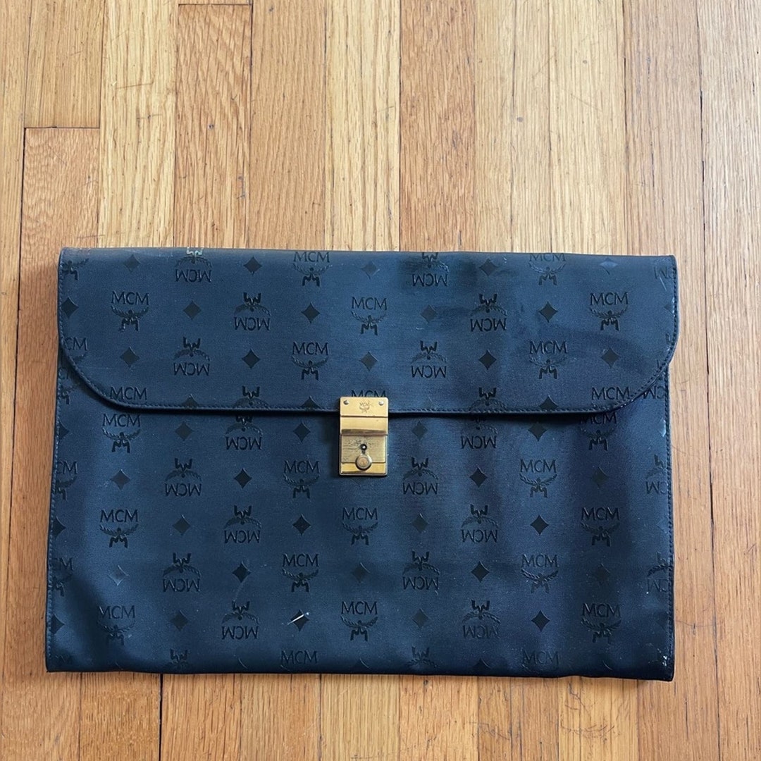 80s Vintage Black MCM Envelope Style Soft Briefcase With Key - Etsy