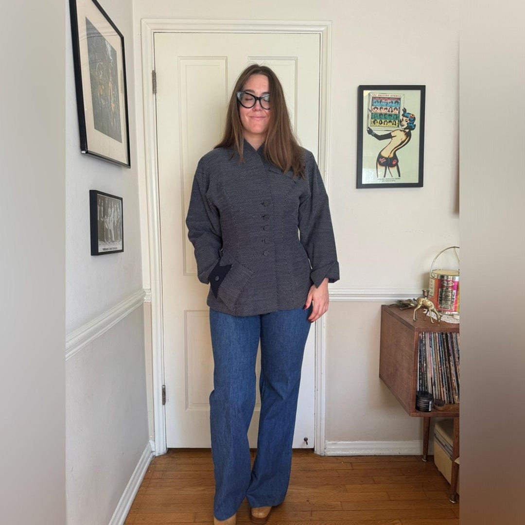 40s-50s Vintage Structured Navy Blazer - Etsy
