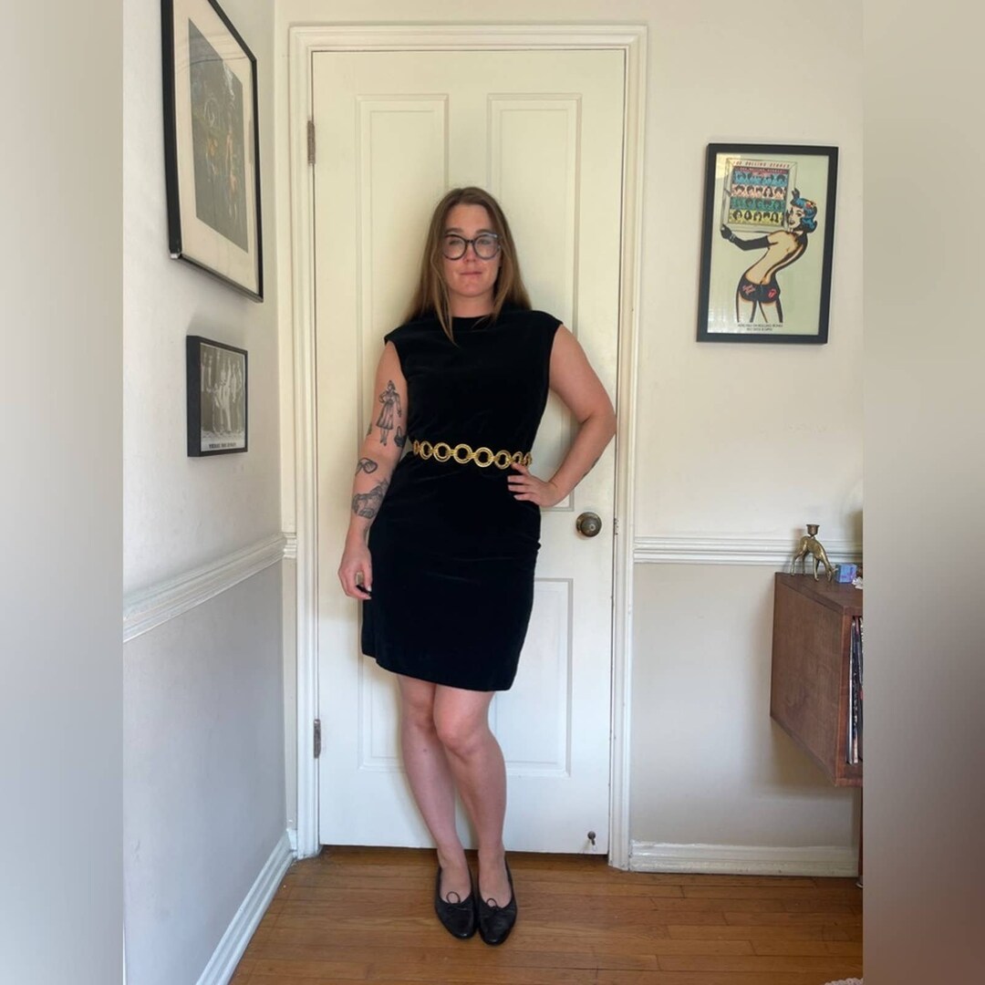60s Vintage Bobby Brooks Black Velvet Shift Dress - Etsy