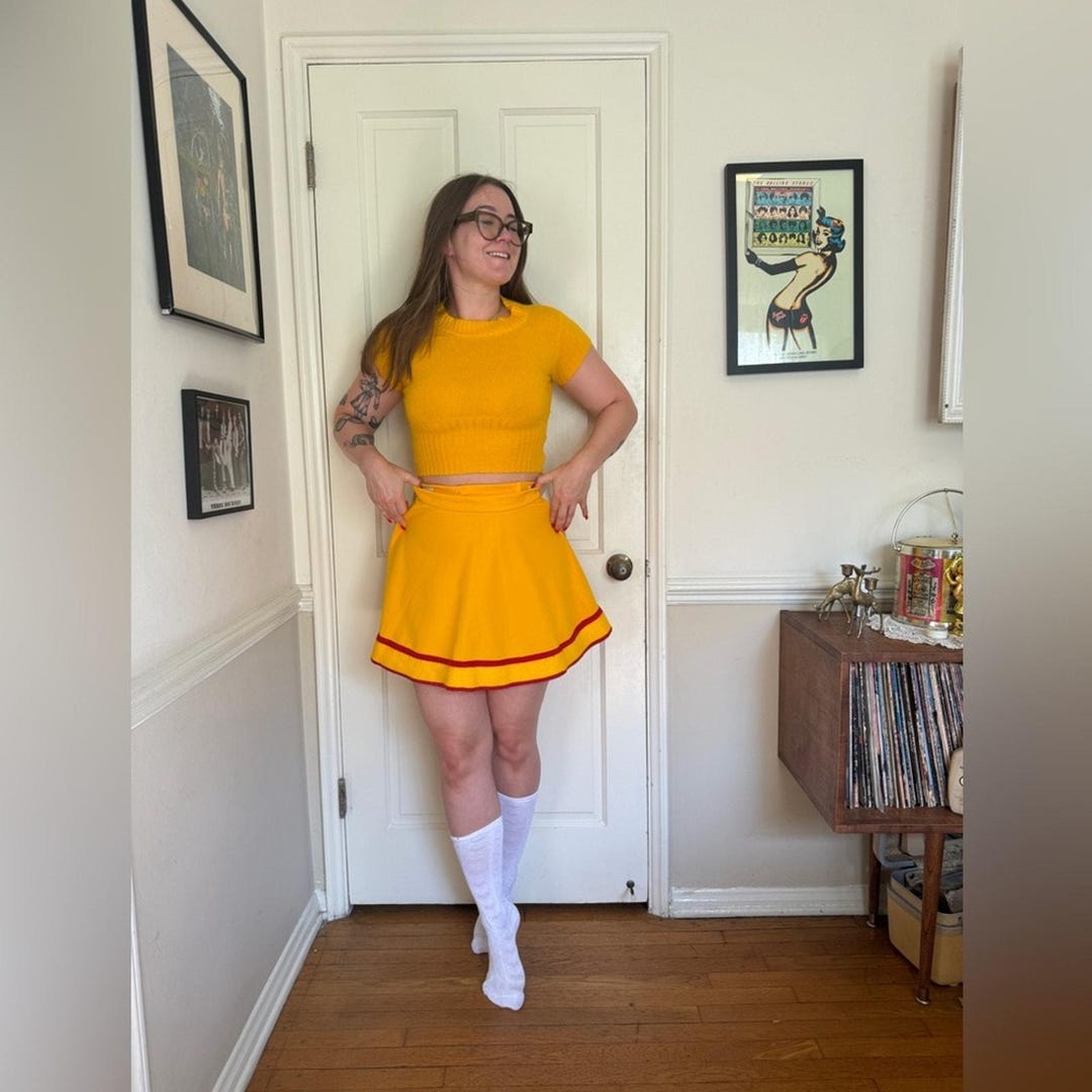 70s Vintage Yellow and Red Cheerleader Uniform - Etsy
