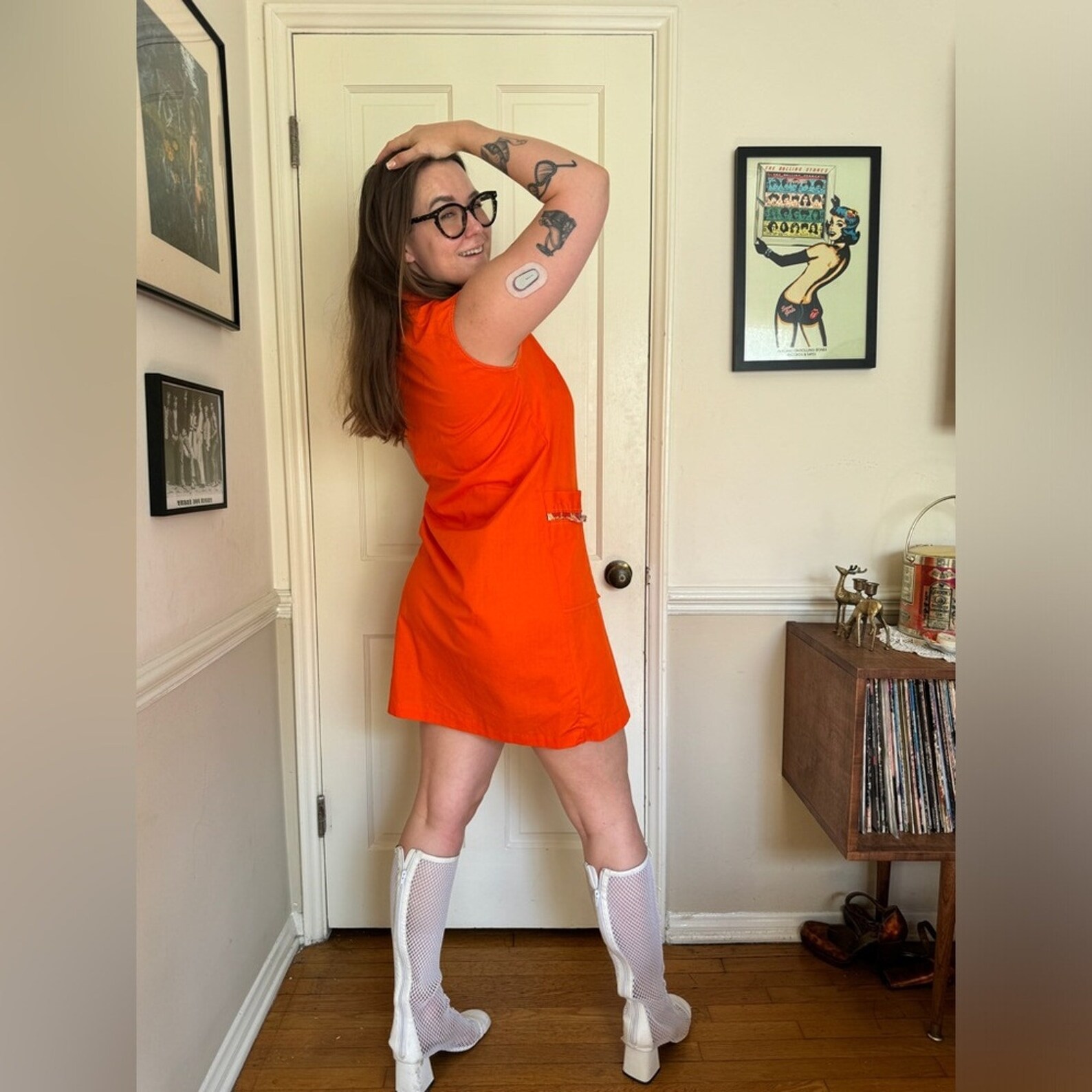 70s Vintage Bright Orange Front Zip House Dress - Etsy