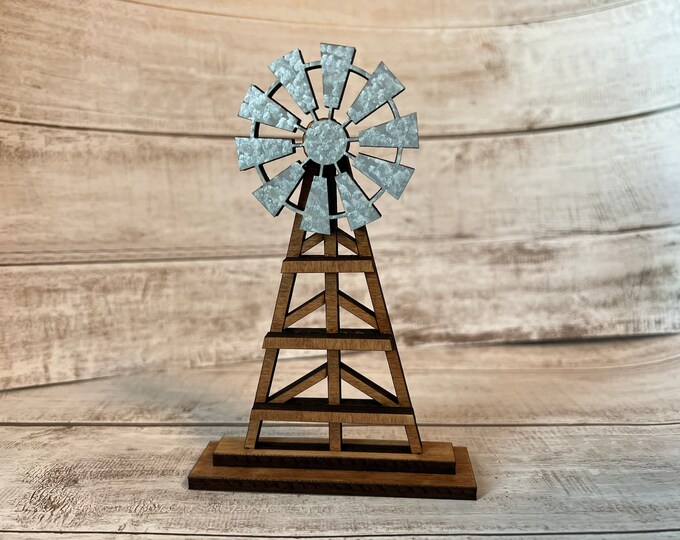 Farmhouse Rustic Windmill Shelf Sitter | Barn Decor | Farmhouse Decor ...