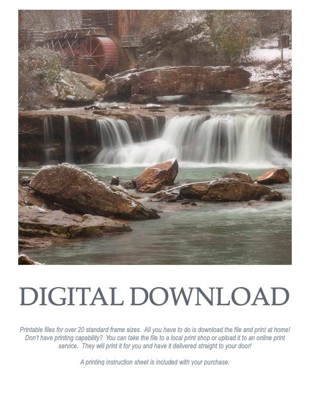 Babcock State Park Grist Mill Winter Digital Download,glade Creek,west Virginia Landscape,winter ...