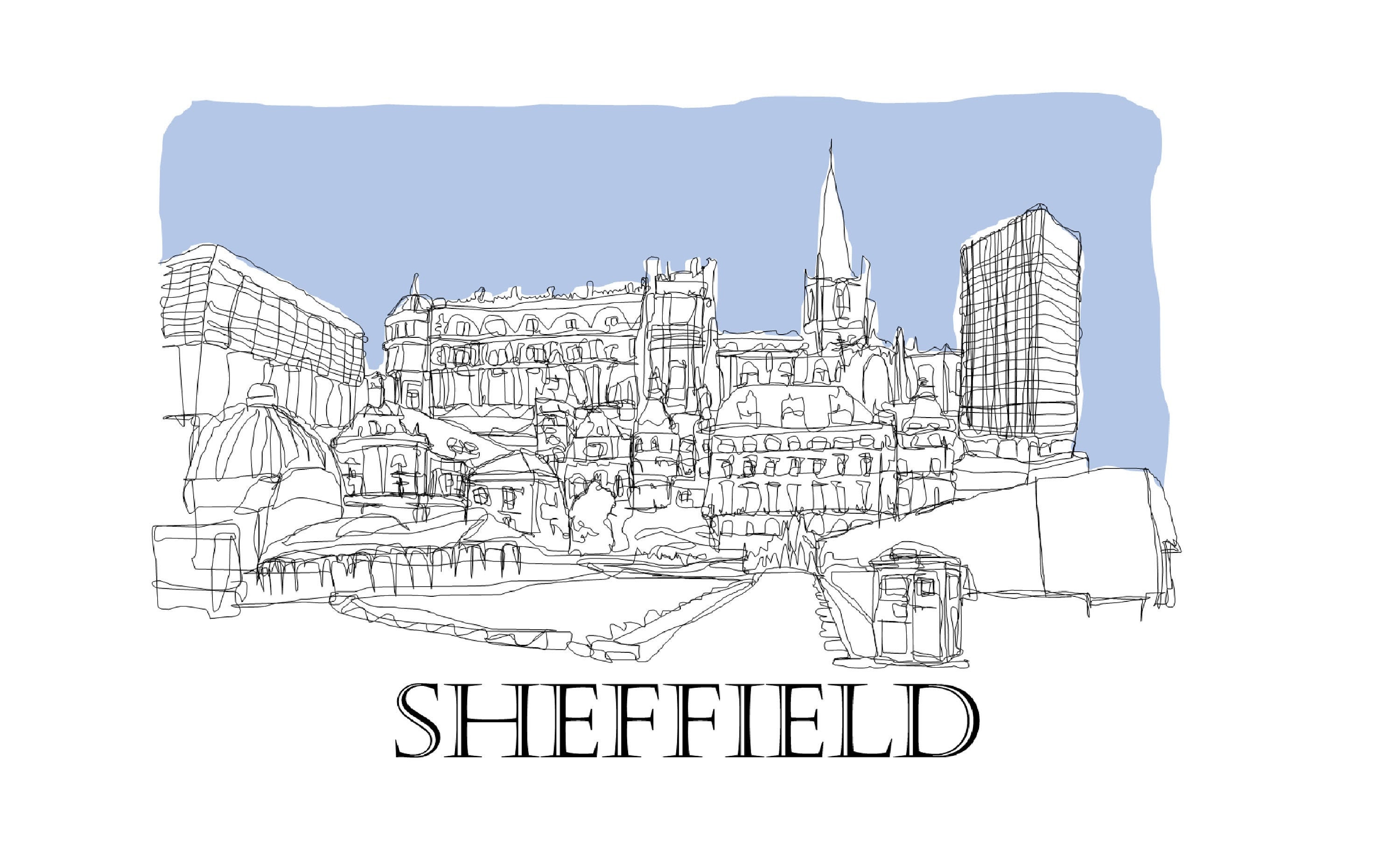 Sheffield Skyline City Print Line Drawing Illustration | Etsy