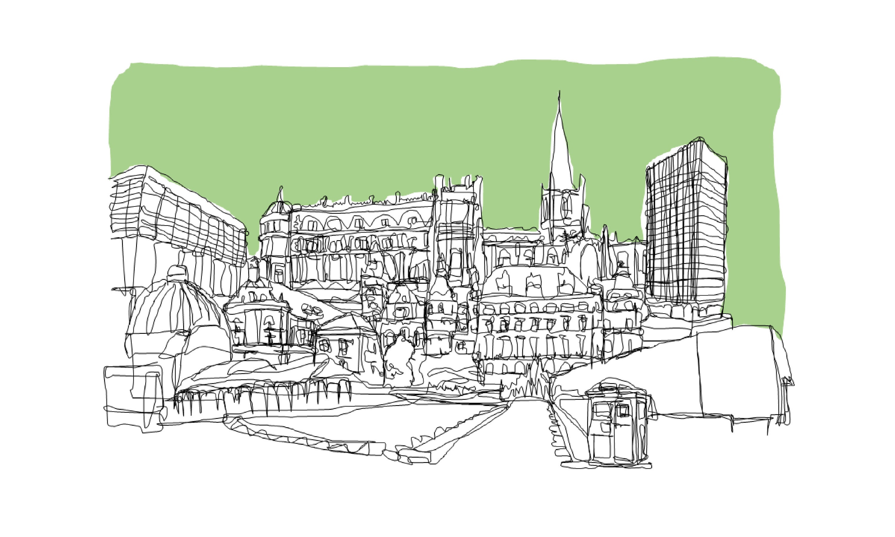 Sheffield Skyline City Print Line Drawing Illustration | Etsy