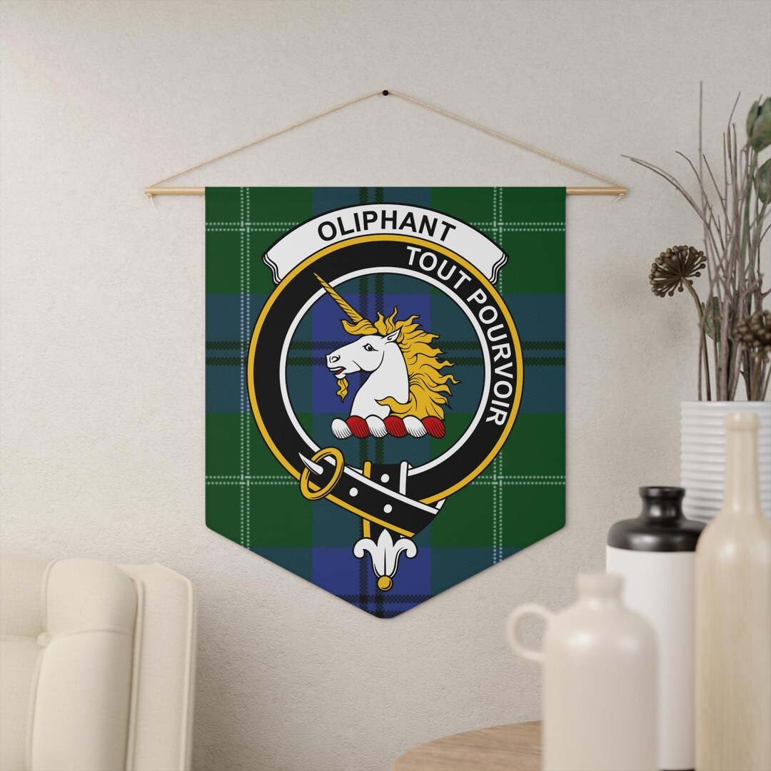 Banderín de tartán con el escudo del clan Oliphant: herencia escocesa ...