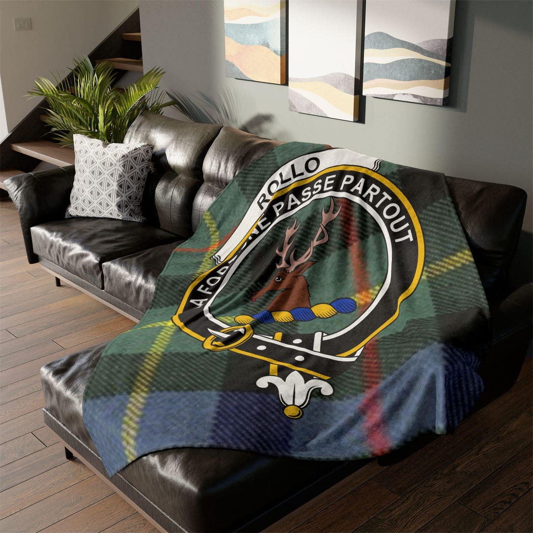Rollo Scottish Clan Crest Tartan Soft Minky Blanket, Cozy and Warm ...