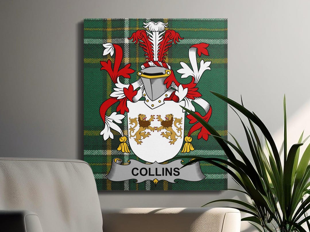 Collins Family Coat of Arms Canvas Wrap Irish National Tartan ...