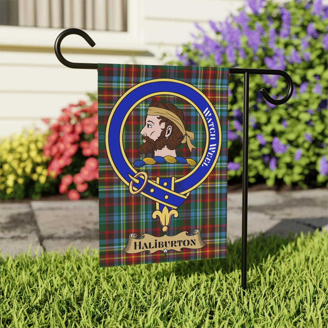 Haliburton Scottish Clan Crest Tartan Garden Flag, Outdoor Decorative ...