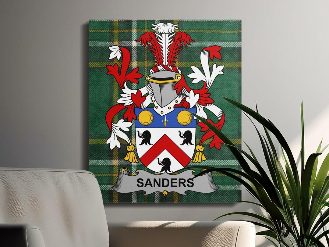 Sanders Coat of Arms Canvas, Irish Surname Family Crest Art ...
