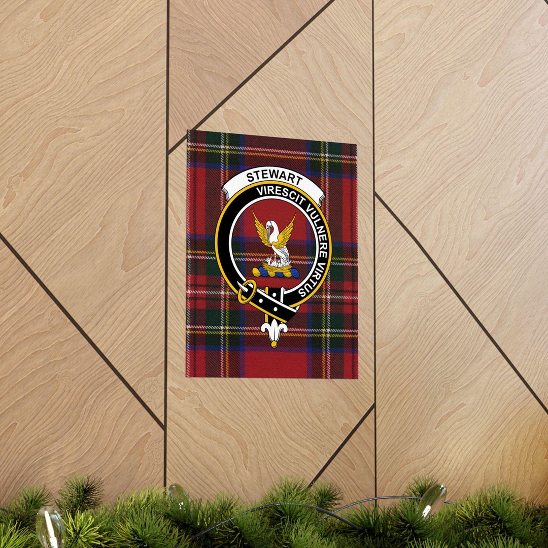 Clan Stewart Crest Tartan Wall Art Poster, Scottish Heritage Home Decor ...
